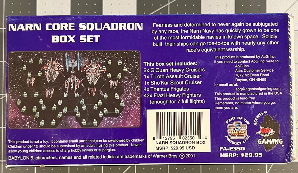 Agents of Gaming Babylon 5 Fleet Action Narn Core Squadron Box FA-2350 ...