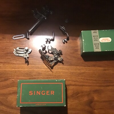 Vtg Singer Sewing Machine Attachments Singer Machine 120360 + Wooden ...