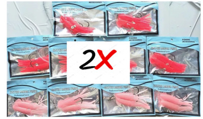 20xMixed Double WINGED SQUID MUPPET Fishing Lure Rig Cod Pollock 6/0 ...