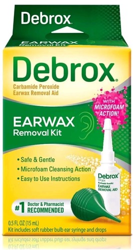 DEBROX EARWAX REMOVAL KIT , Includes Ear Drops & Bulb Ear Syringe 0.5 ...