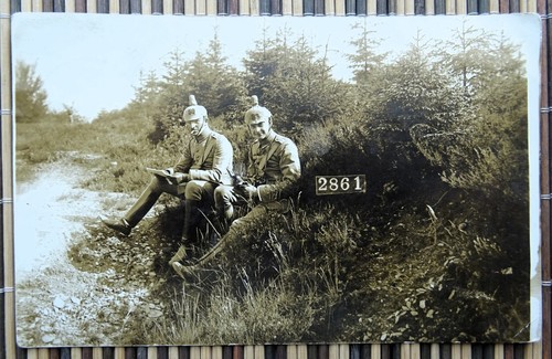 WWI. 2 German officers 59 & 83 Inf. Reg. On-site reconnaissance. 1914 ...