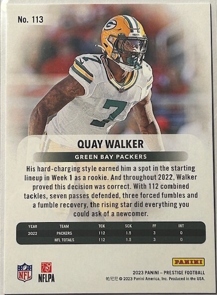 2023 Panini Prestige - Xtra Points Blue #113 Quay Walker /399 for sale ...