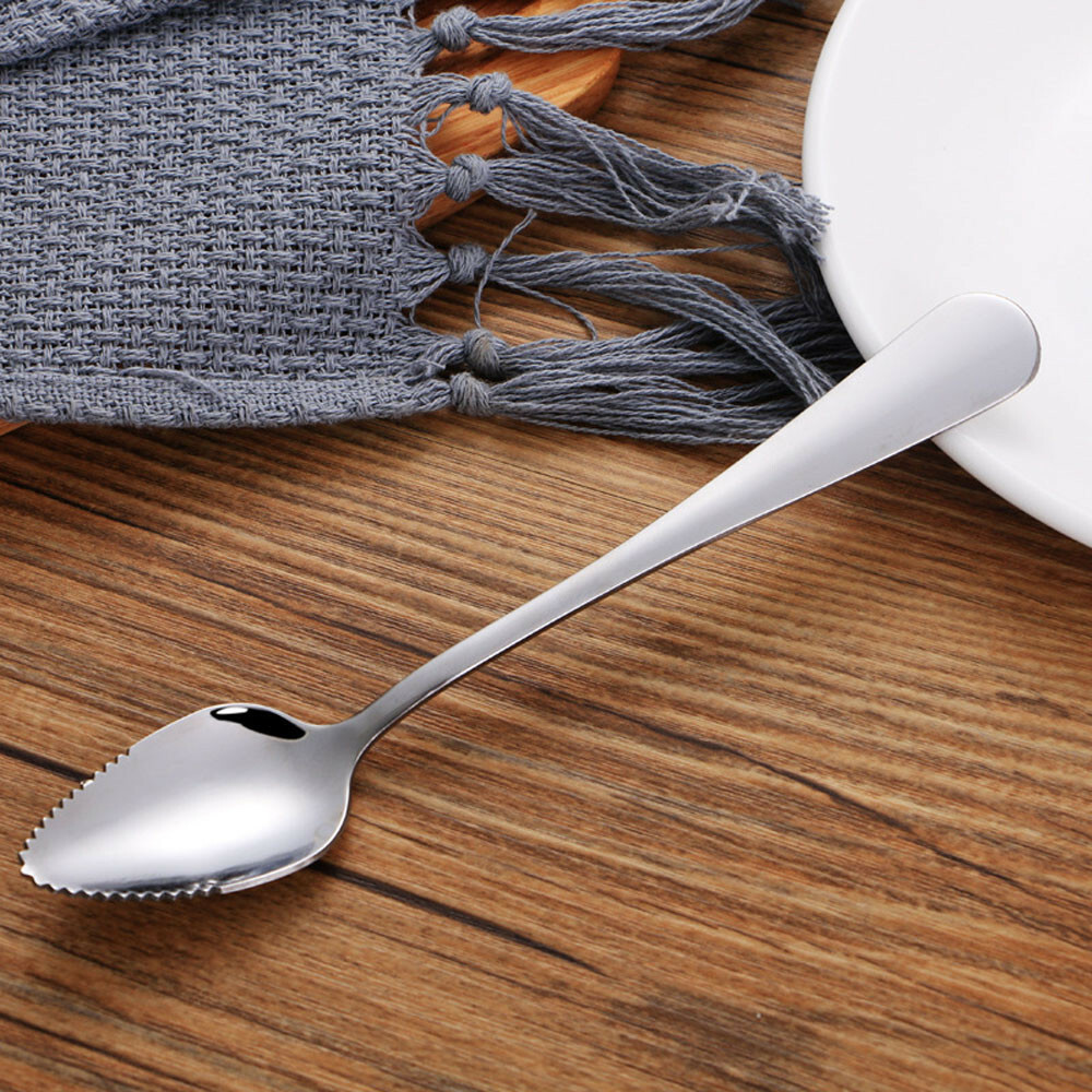 4PC Thick Stainless Steel Grapefruit Spoon Dessert Spoon Serrated Edge ...