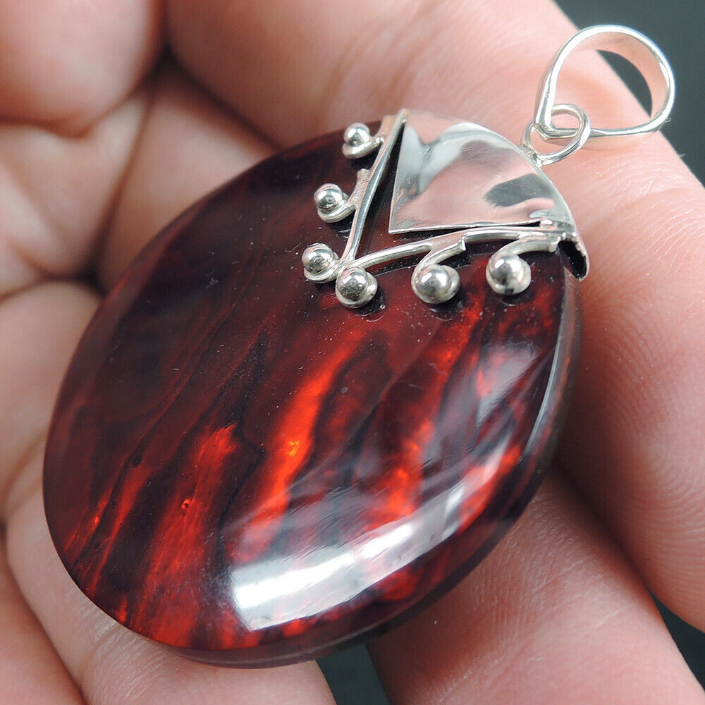 925 Sterling Silver Red Paua Abalone Shell Round Shape Pendant ...