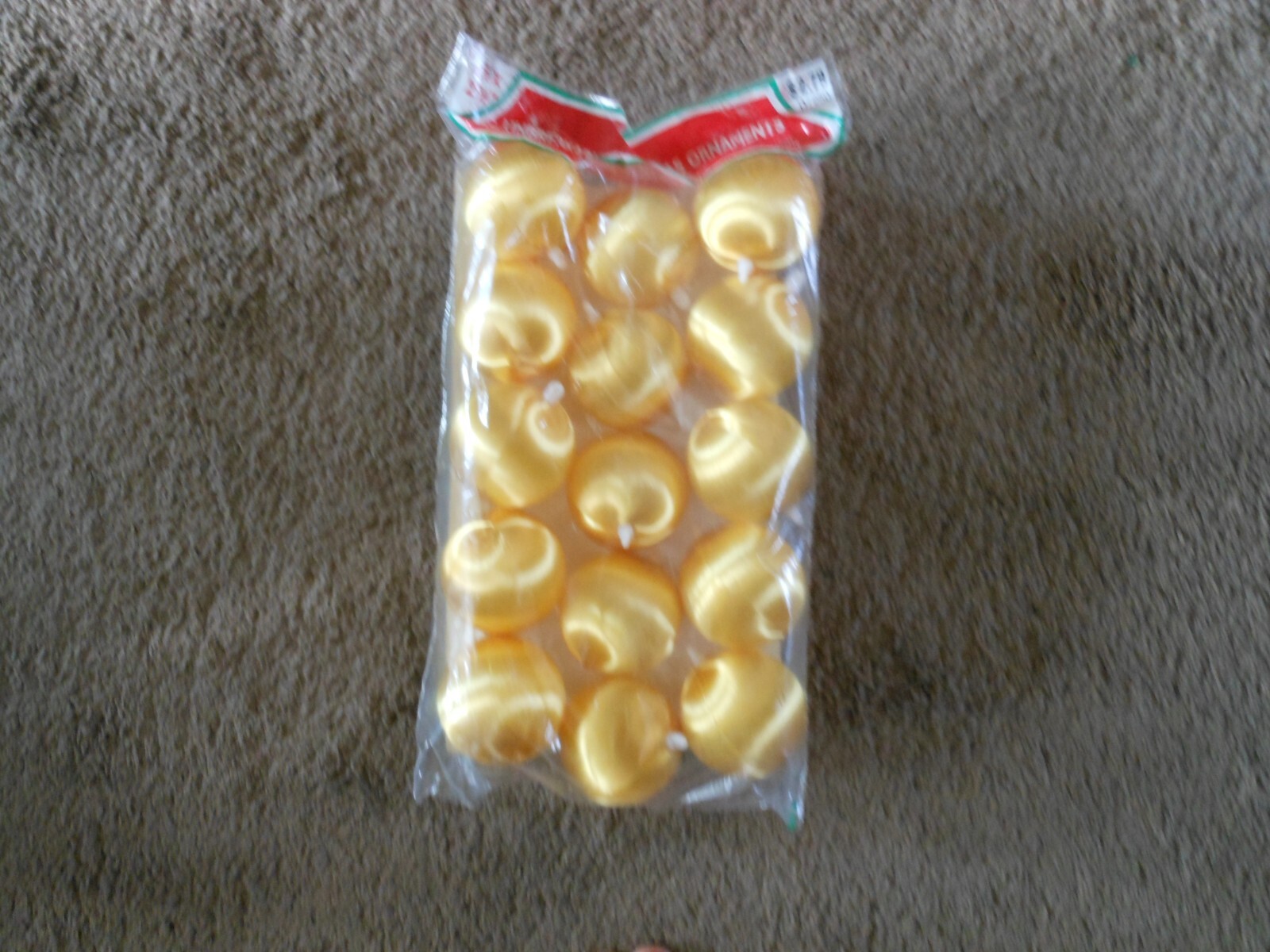 60 SPUN SATIN CHRISTMAS BALL ORNAMENTS, YELLOW GOLD SEALED, 2 3/8 ...