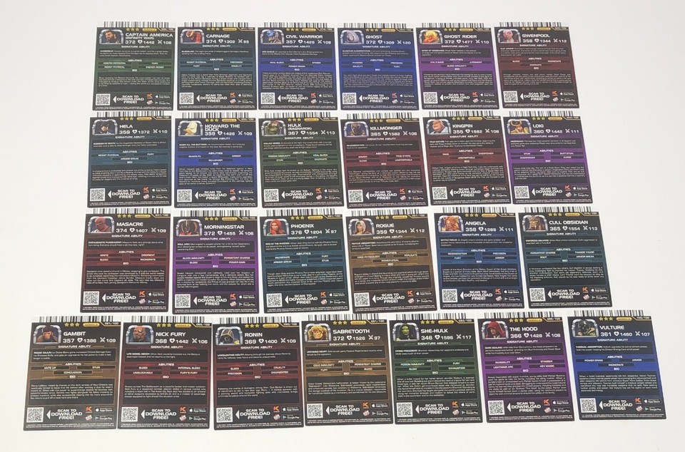 Marvel Arcade Cards: 25x Uncommon Set (S2 FOIL Sharp) Contest of ...