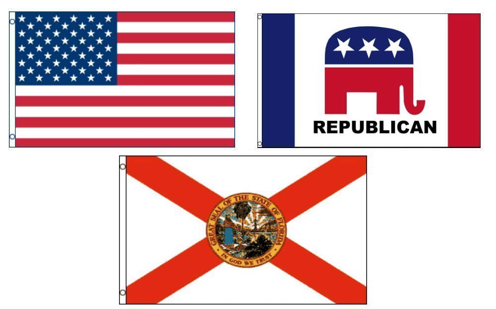 3x5 American & Republican & State of Florida Wholesale Set Flag 3'x5 ...