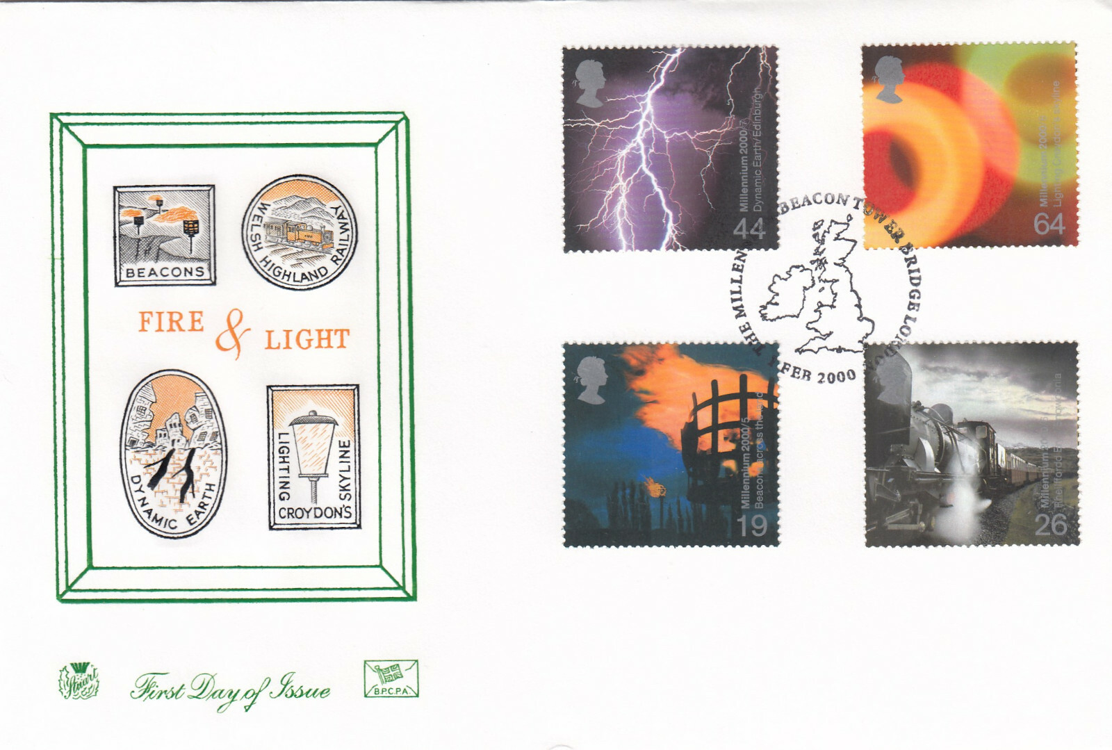 Fire and Light GB Stuart FDC Tower Bridge Millennium Beacon London 2000 ...