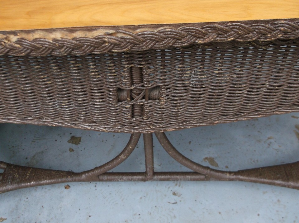Vintage Wicker Sofa Table | eBay