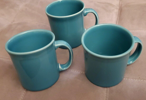 3 FIESTA Homer Laughlin Turquoise JAVA Coffee MUGs 12oz | eBay