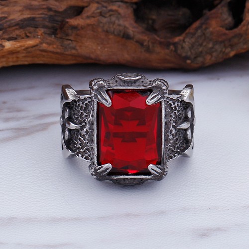 Red /blue /white Large 24mm stone Stainless Steel Claw band Ring for ...