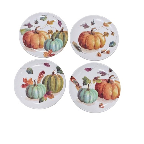 Harvest Pumpkins October Fall Leaves 6in Melamine Canape Appetizer ...