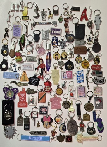 Big Lot of 100 Keychains Advertising Travel Novelty Brands Functional ...