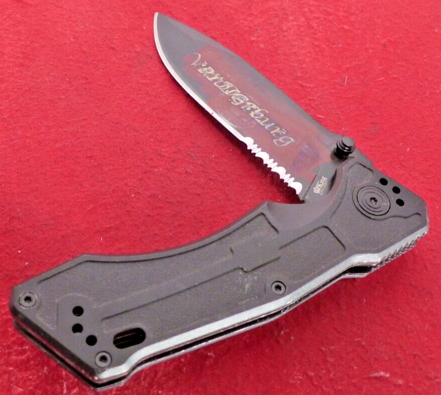 King Cutlery Ontario Knife 4-7/8" Cosed Black Tac Linerlock Prototype ...