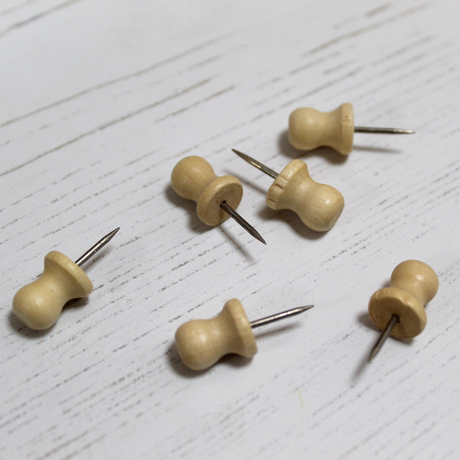 Wooden Push Pins Round Top Natural Wood Coloured Art Craft Notice Board ...