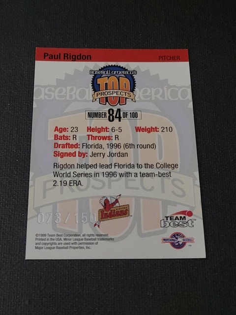 1999 Team Best Baseball America's Top Prospects - Silver #84 Paul ...