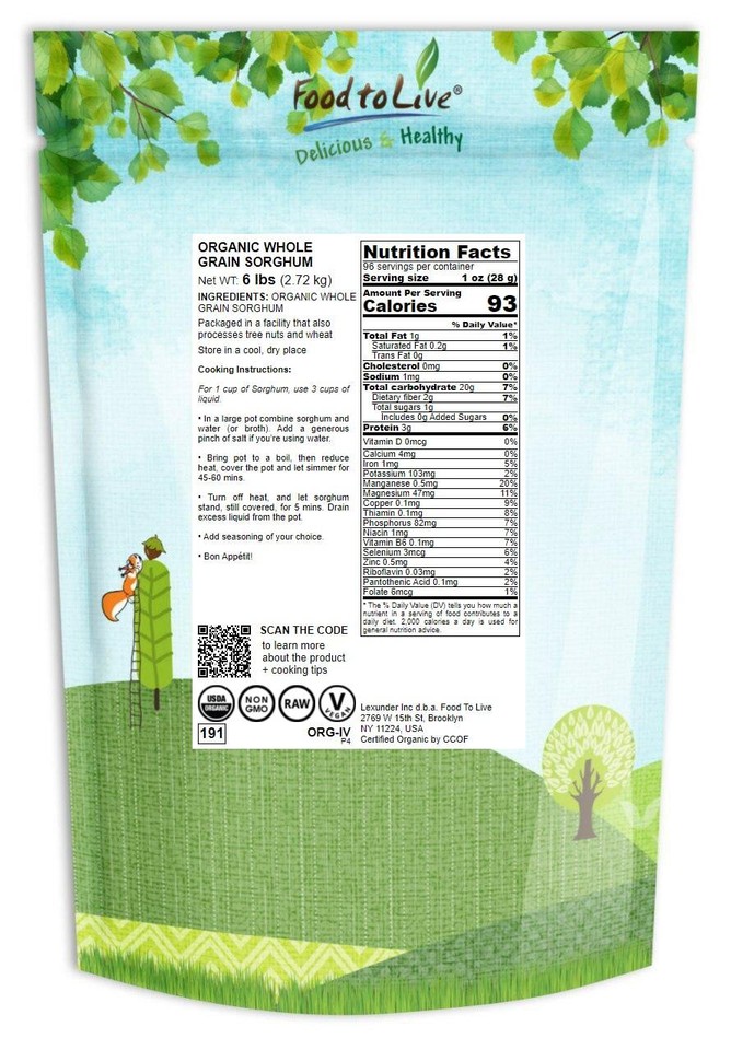 Organic Italian White Whole Grain Sorgh — Raw Milo Seeds. Vegan, Bulk ...