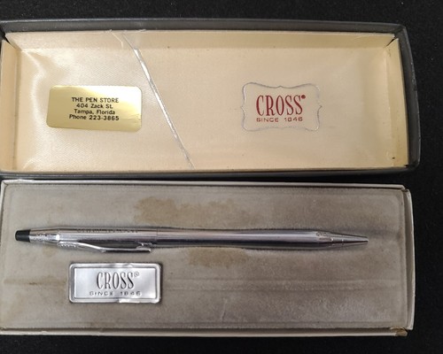 Vintage Cross Chrome Ball Pen 3502 Blue Ink Ball Pen W/ Whale Logo ...