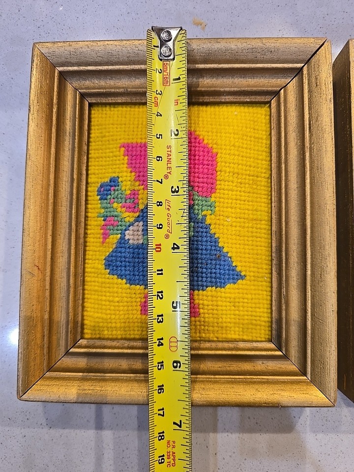 VTG 1974 Needlepoint Boy & Girl Room Framed Art Set Cottagecore Nursery ...