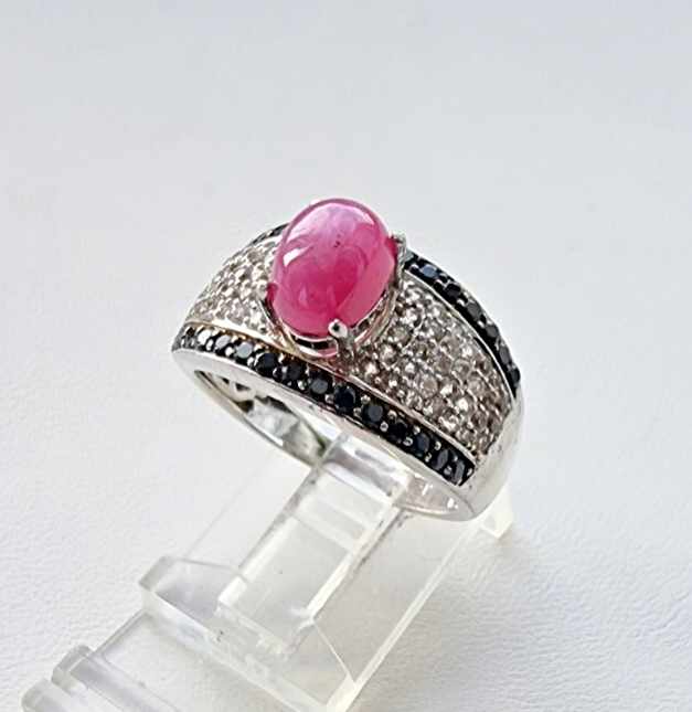 JZ 925 STERLING SILVER 8x6 oval STAR RUBY DESIGNER RING SIZE 7.75 | eBay