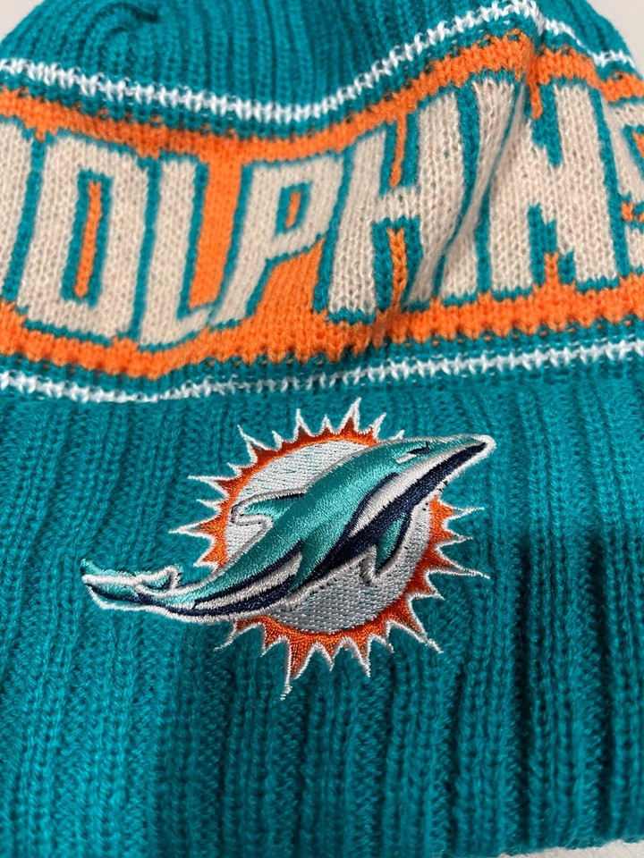 Beanie Miami Dolphins Hats Puff Winter Knit Hat Cap Toboggan Sideline ...