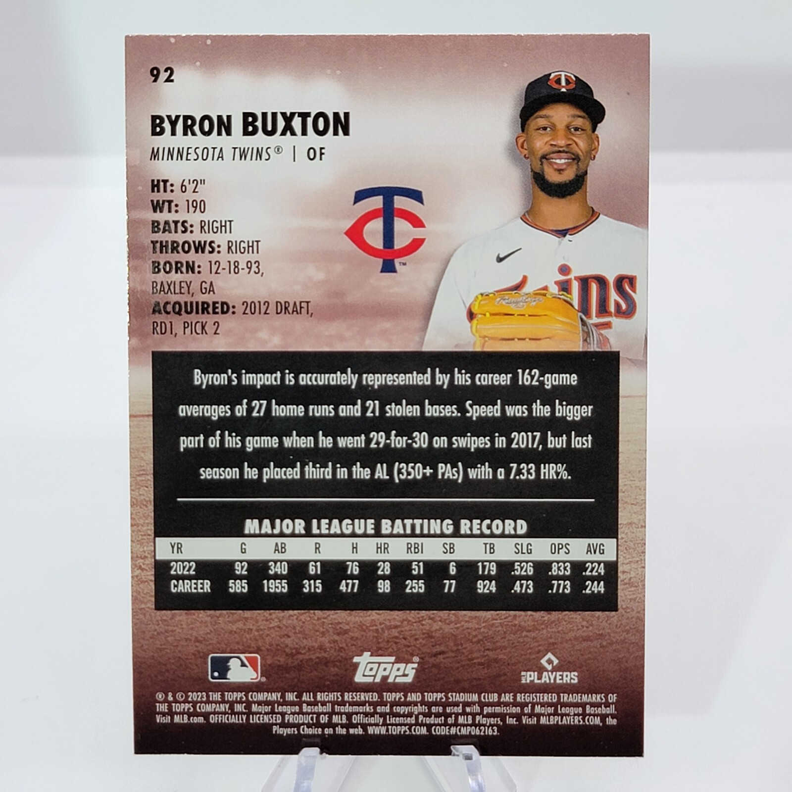 2023 Topps Stadium Club #92 Byron Buxton, Minnesota Twins - Red Foil ...