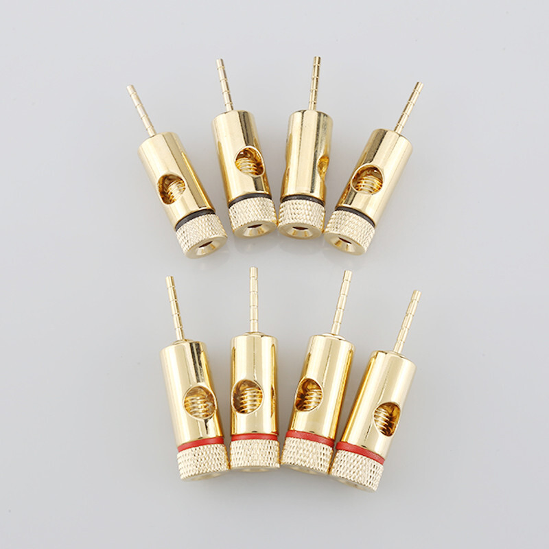 4pcs Gold Plated HI-FI 2mm Pin Speaker Audio Cable Banana Plug ...