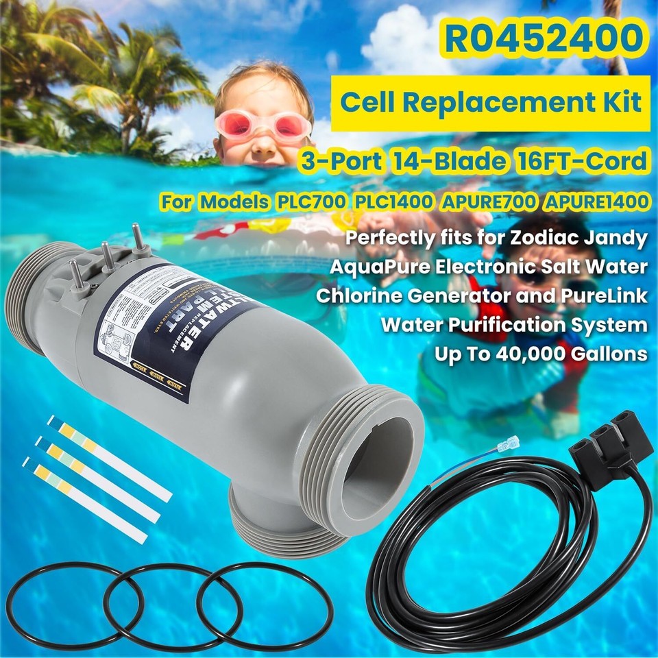 for Zodiac Jandy AquaPure Complete PLC1400 3-Port Salt Cell Replacement ...