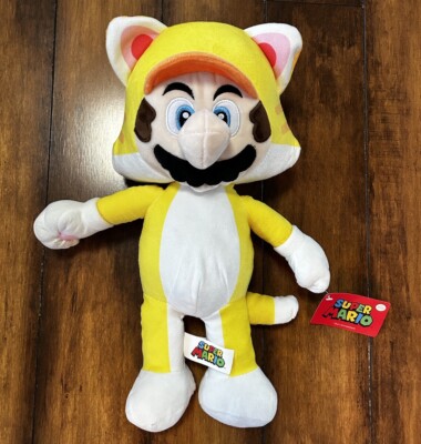Super Mario Bros Plush Cat Mario Yellow Suit Costume Soft Stuffed ...