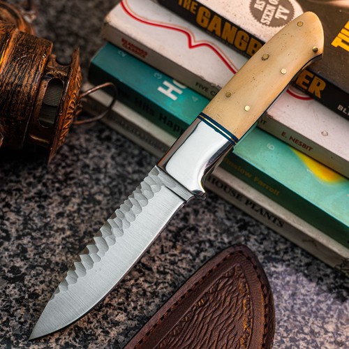 8.7" HUNT IT CUSTOM HAND BONE SKINNING MILITARY EDC COMBAT DAMASCUS ...