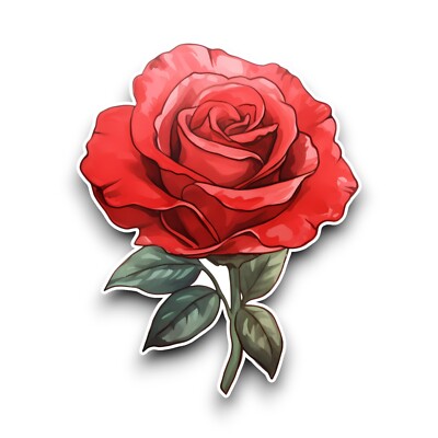 Watercolour Red Rose Flower Vinyl Sticker Decal Car Laptop Scrapbook ...