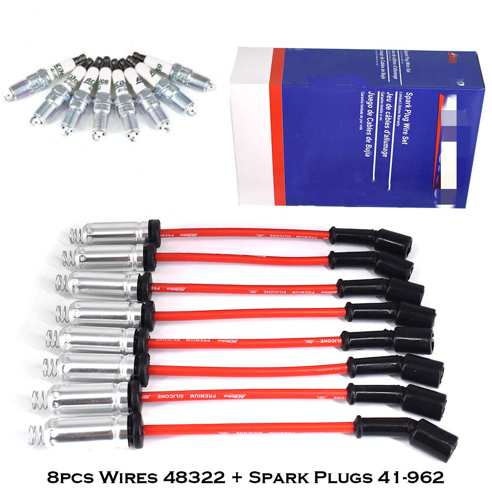 8pcs Wires 48322 Spark Plugs For 41962 Chevy Silverado GMC 4.8/5.3/6.0L ...
