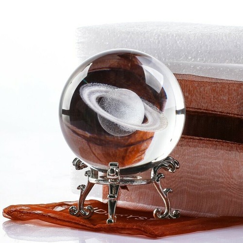 60mm 3D Saturn Planet Crystal Ball Model Educational Astronomy Gift for ...