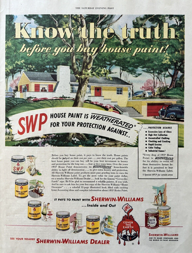 Sherwin-Williams Paint SWP House Weatherated FLat Vintage Print Ad 1950 ...
