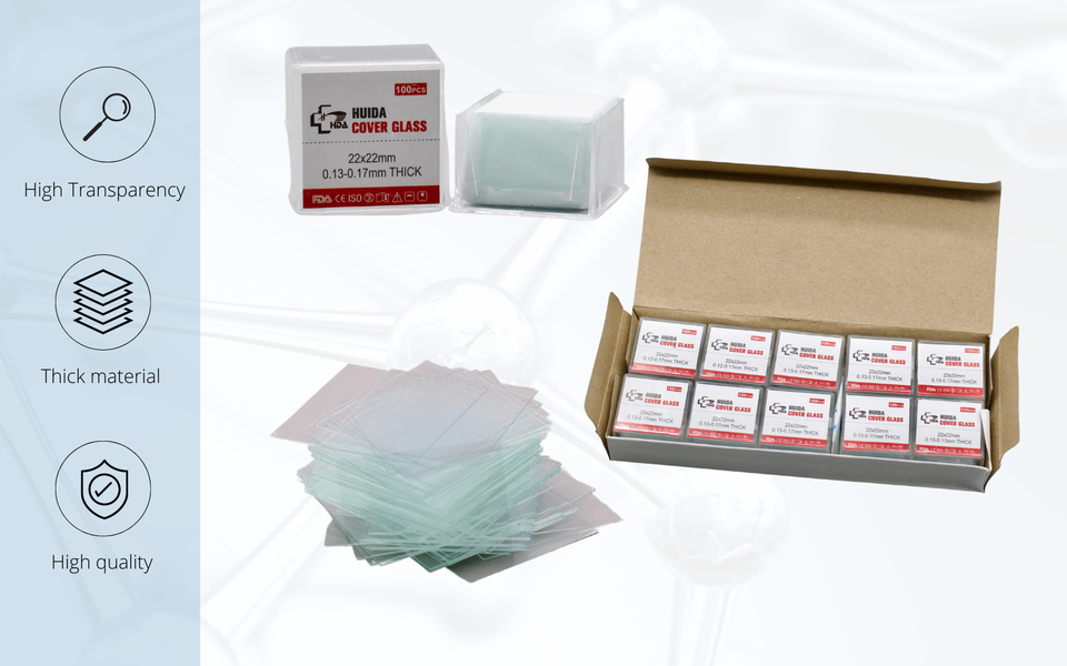 1000 Pack of 22x22mm Cover Glass Slips for Microscope Slides, .13 to ...