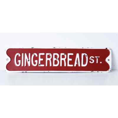 New Vintage Retro Aged RED GINGERBREAD STREET SIGN Metal Hanging 19" | eBay
