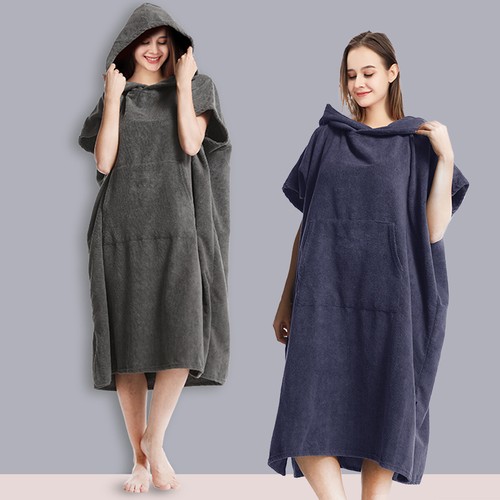 Changing Robe Microfiber Short Sleeve Surf Poncho with Hood Quick Dry ...