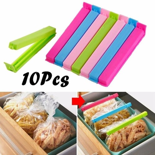 10x Food Bag Storage Clips Freezer Fridge Sealing Pegs Mixed Sizes ...