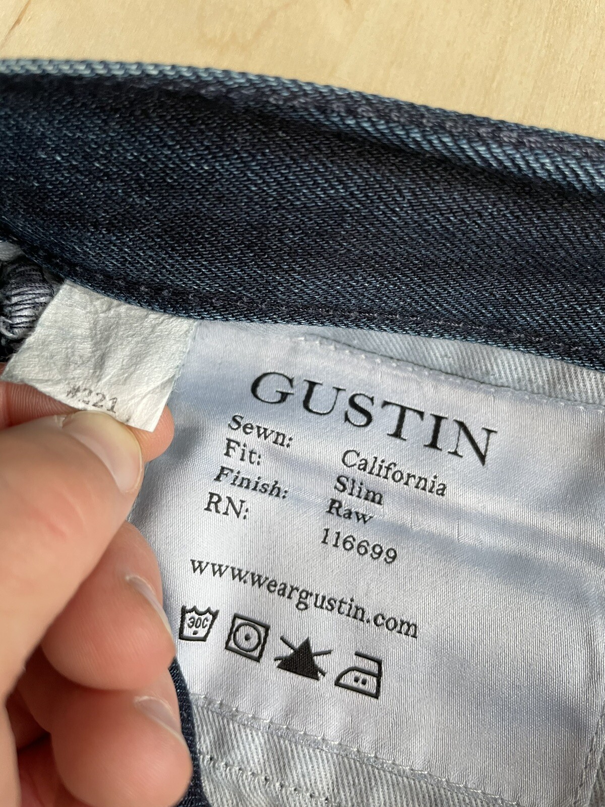 Gustin Slim Selvedge Denim Jeans Raw Indigo Black 30 - Gem