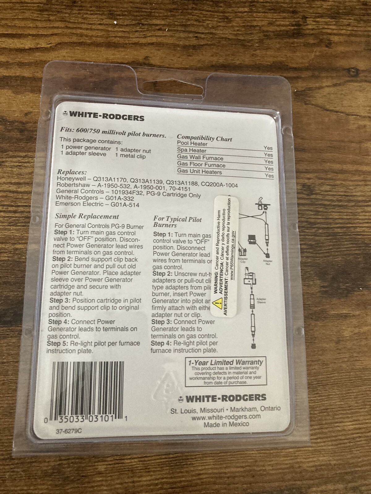Millivolt Generator No 3101 White-Rodgers Division 3pk for sale online ...