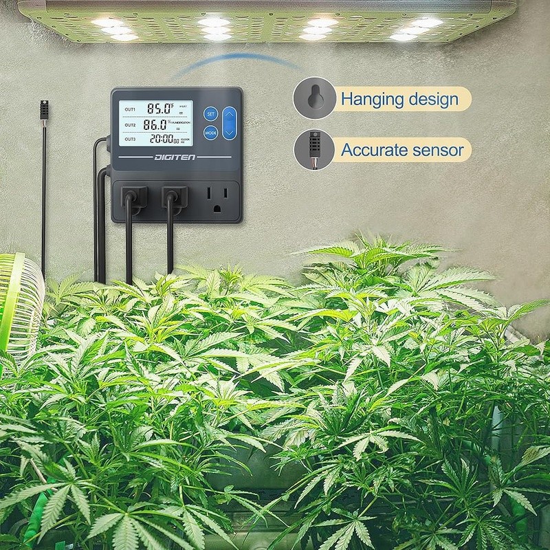 3-in-1 Temperature Humidity Timer Controller Grow Tent Heater ...