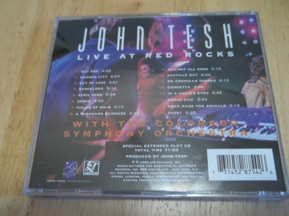 John Tesh Live at Red Rocks ( CD , Mar-1995) Like New Free Shipping ...