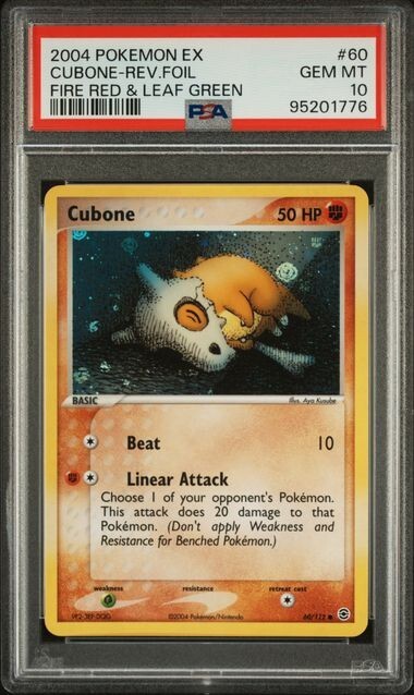 PSA 10 2004 Pokemon EX Fire Red & Leaf Green Cubone Reverse Holo #60/ ...