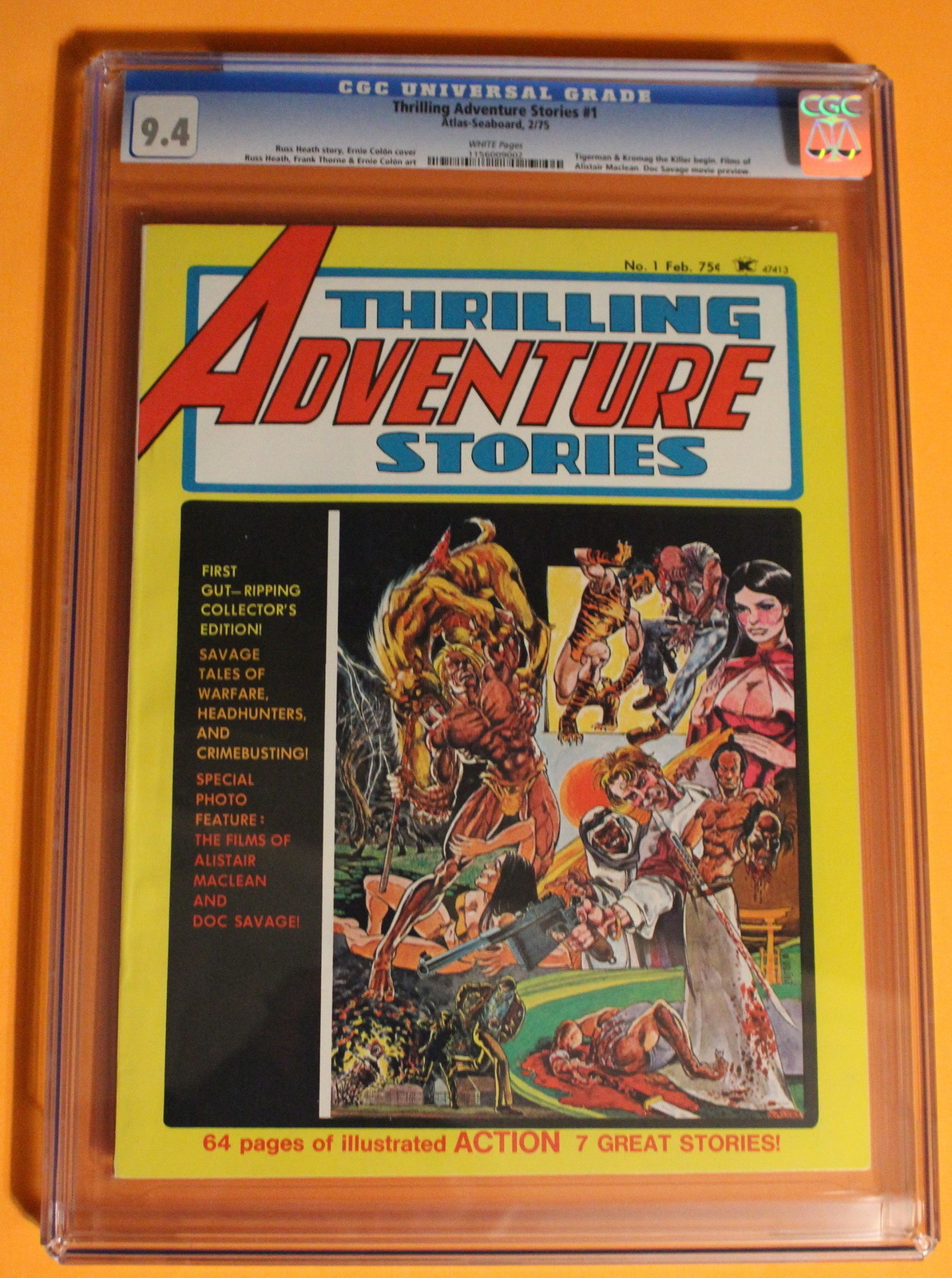 THRILLING ADVENTURE STORIES 1 Atlas Seaboard 1975 HEATH 1st Tiger-Man ...