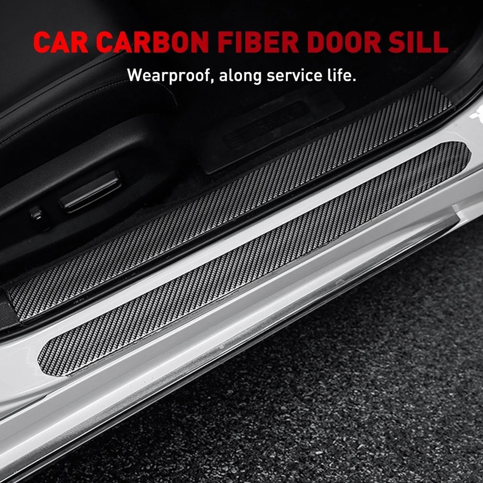Carbon Fiber Protector Sticker Sill Scuff Cover Anti Scratch Strip Car ...