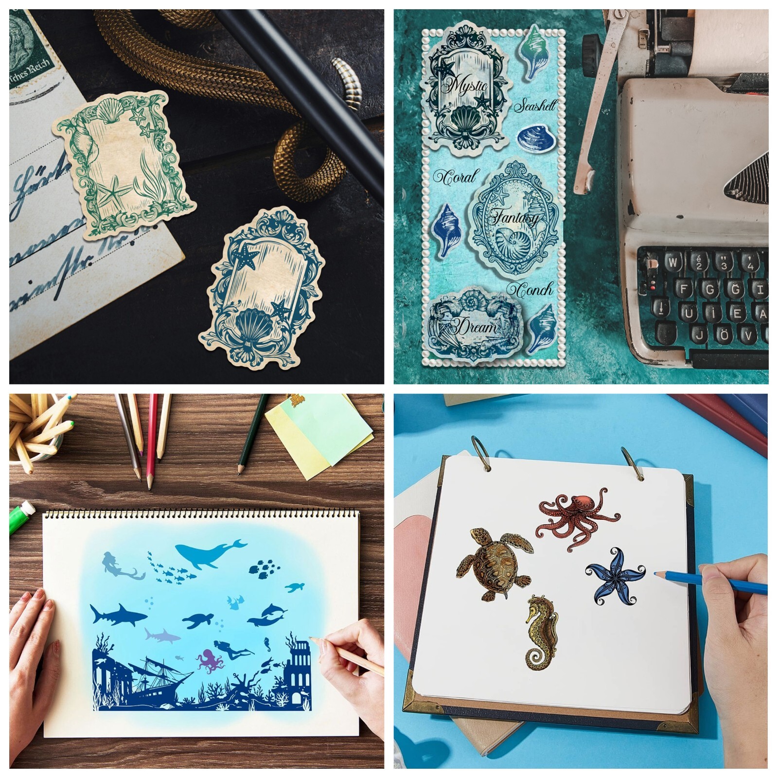 Clear Stamps NAUTICAL SEA LIFE SHELLS Shipwreck Sailor Captain Rubber ...