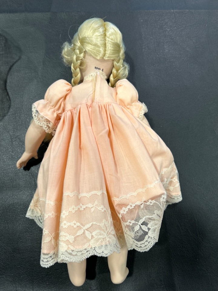 porcelin doll with peach dress and hat | eBay