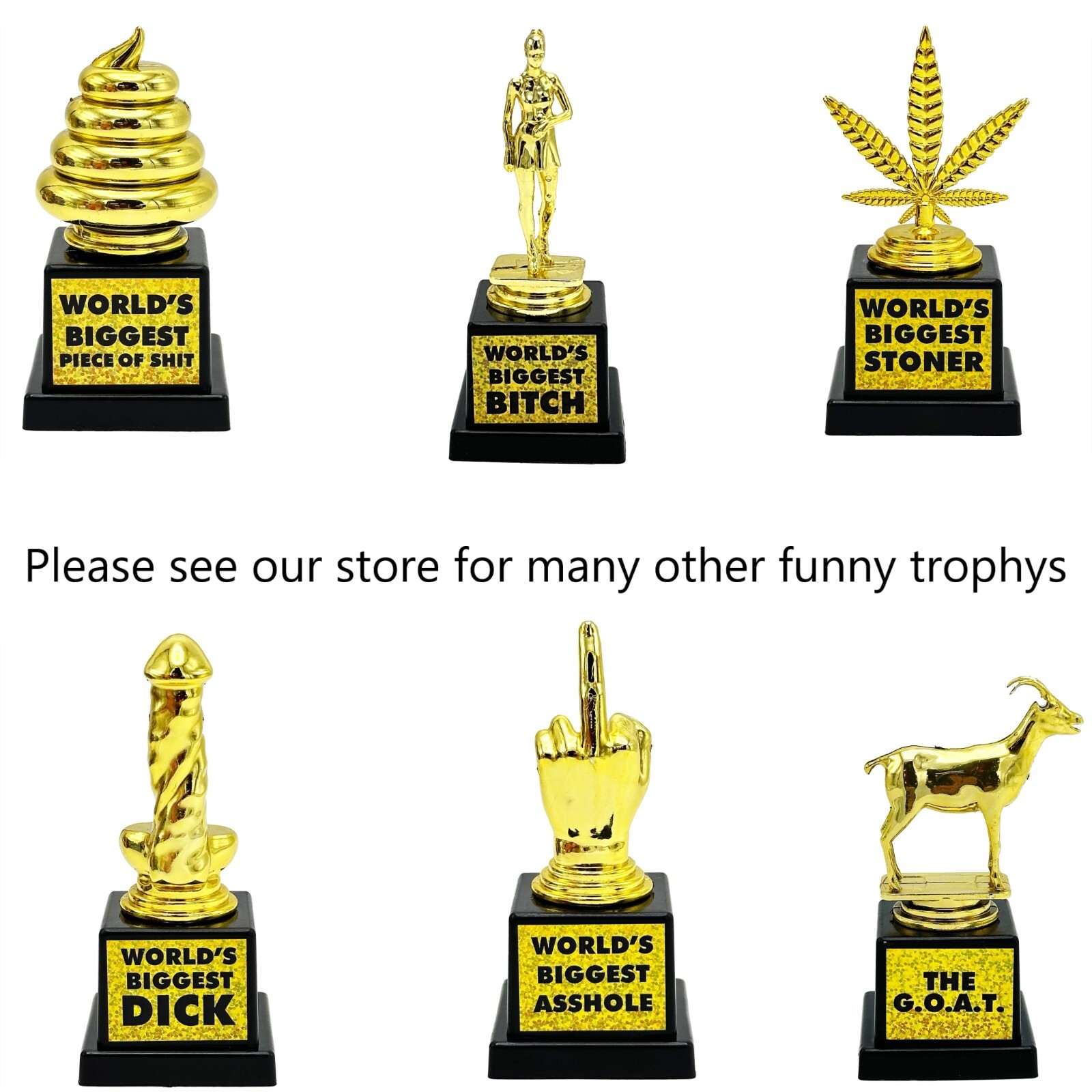 G.O.A.T. Trophy - Greatest of all Time - Funny Novelty Golden Award ...