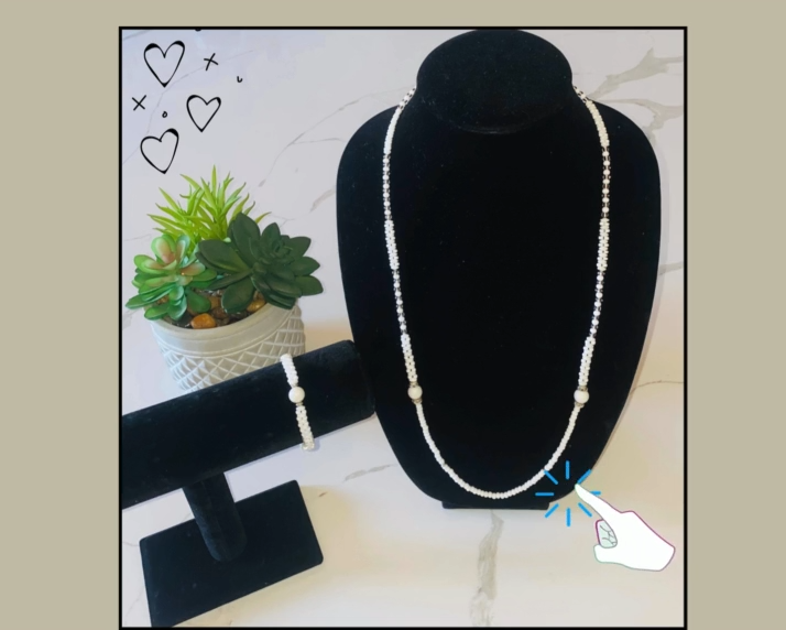 JUEGO DE COLLAR E ILDE DE OBATALA .NECKLACE AND BRACELET.SANTERO ...