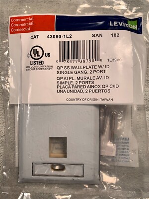 Leviton single gang 2 port keystone stainless steel wall plate 43080 ...